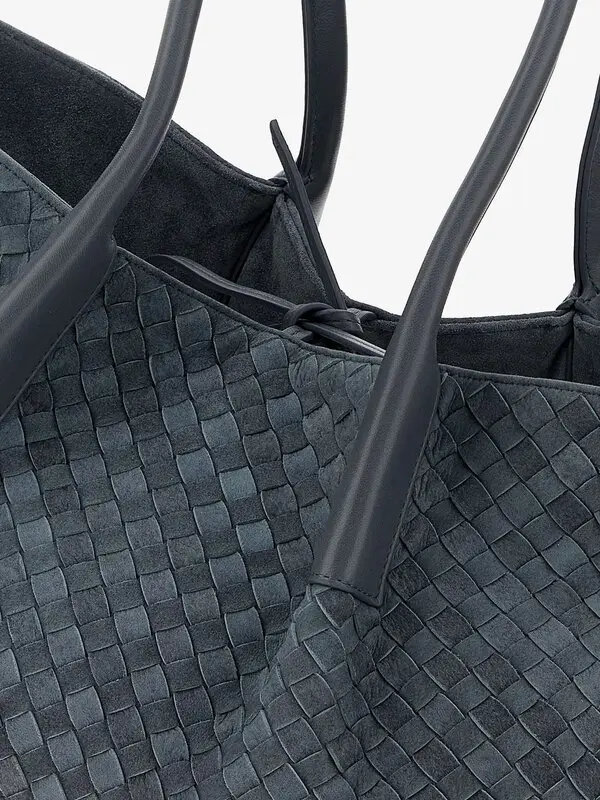 Bottega Veneta Pinacoteca Suede Handbag With Intrecciato Motif - Multicolor