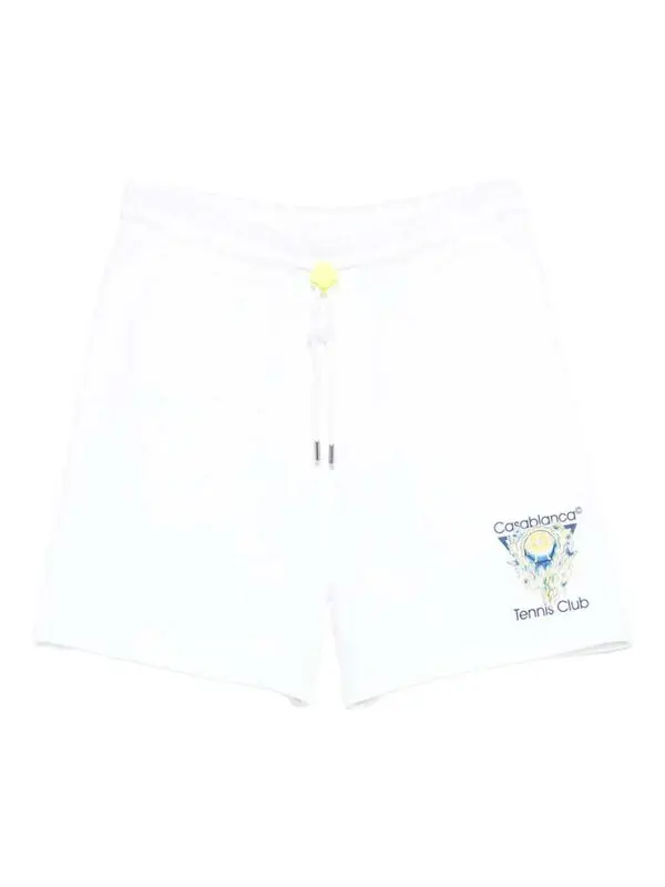 Casablanca Cotton Loopback Shorts With Tennis Ball Motif - White