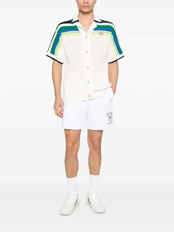 Casablanca Cotton Loopback Shorts With Tennis Ball Motif