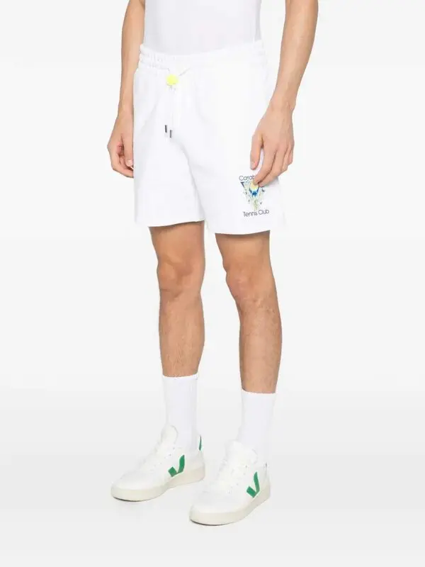 Casablanca Cotton Loopback Shorts With Tennis Ball Motif