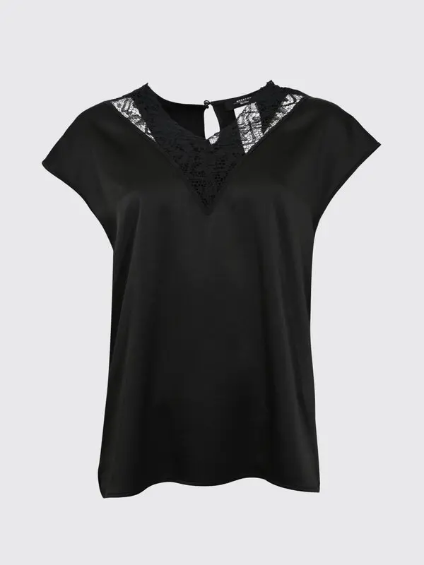 Max Mara Lace Trim Top - Black