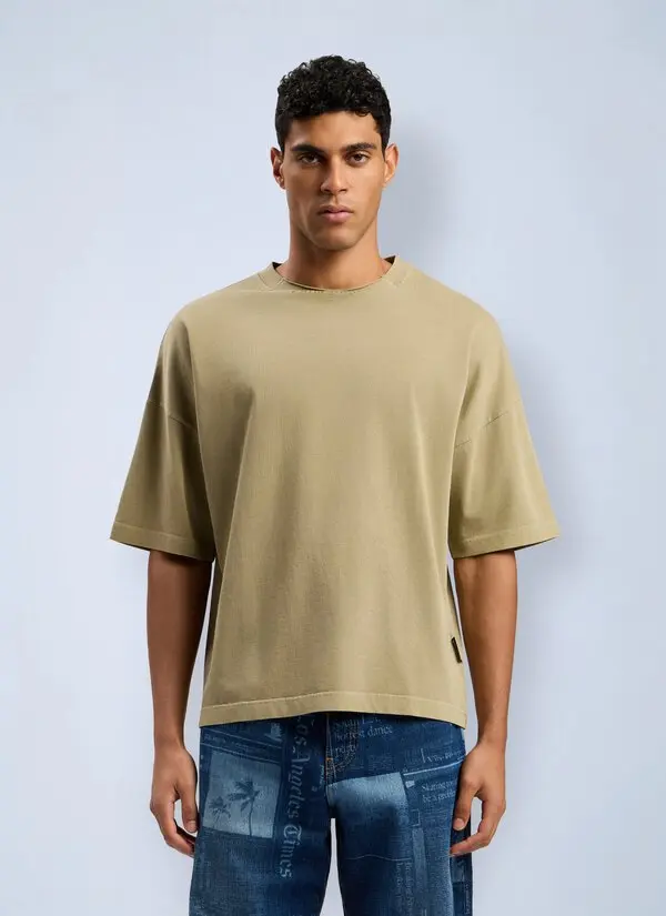 Palm Angels Curved Logo Loose Collar T-shirt
