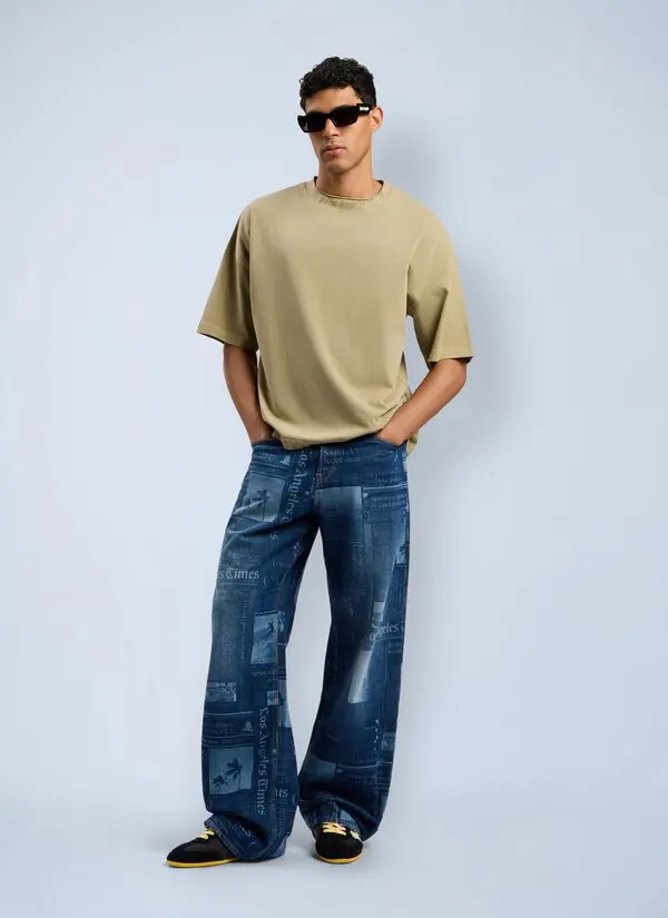 Palm Angels Curved Logo Loose Collar T-shirt