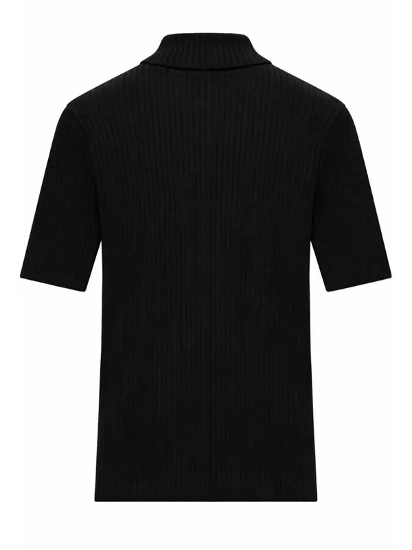 COURREGES Rib Knit High Neck Top - Black