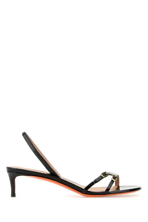 Santoni Leather Virna Sandals - Black