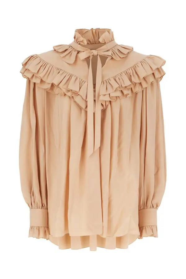 Chloé Ruffled High Neck Blouse