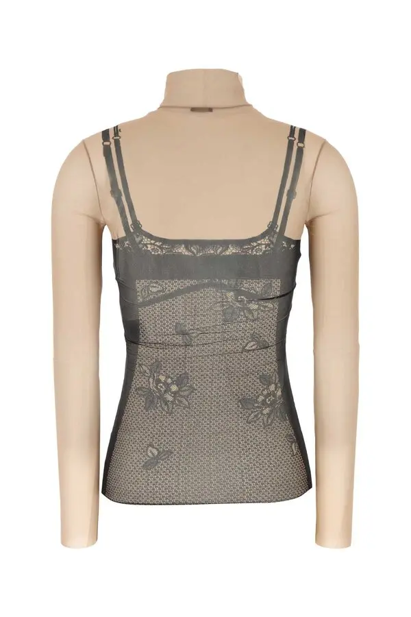 Balenciaga Printed Stretch Tulle Top