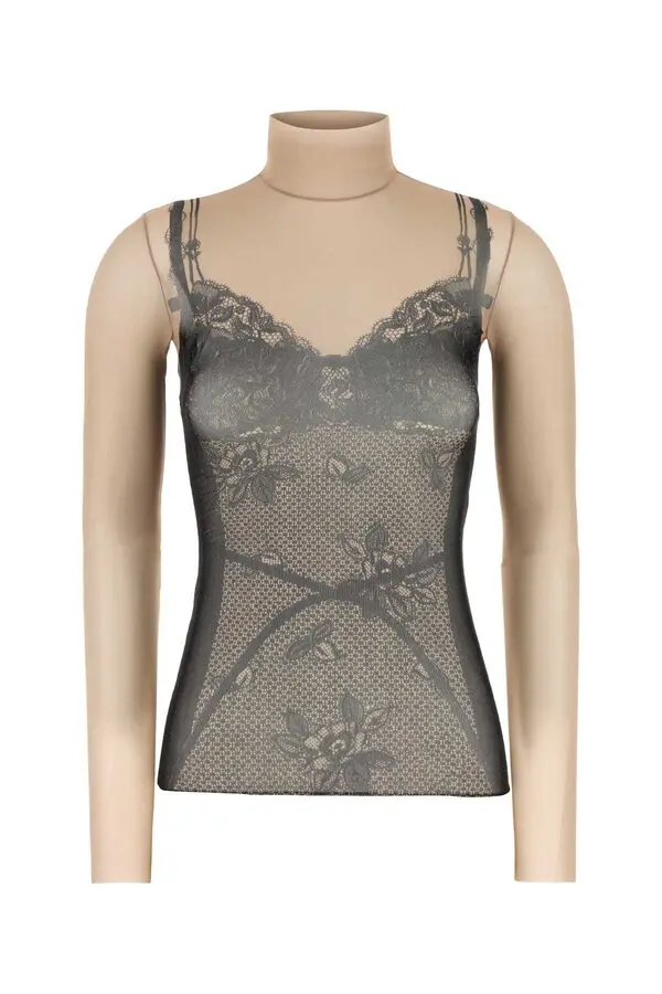 Balenciaga Printed Stretch Tulle Top - Multicolor