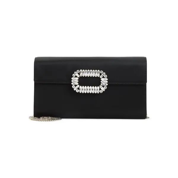 ROGER VIVIER Clutch With Crystal Buckle Detail - Black