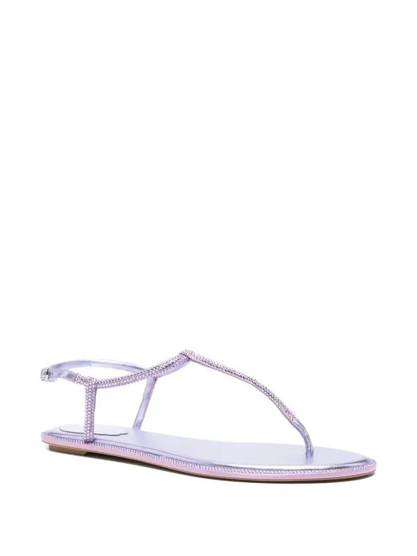 Rene Caovilla Diana Thong Sandals With Rhinestones - Multicolor