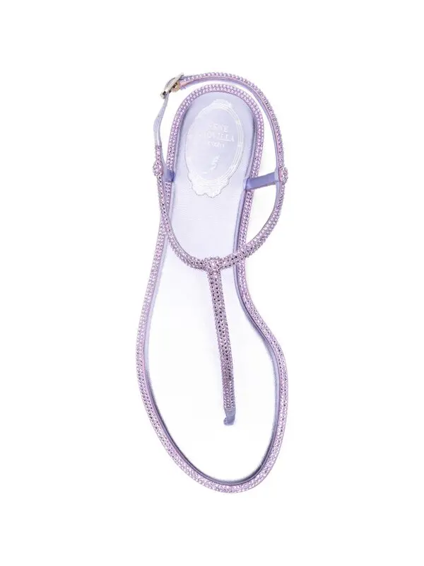 Rene Caovilla Diana Thong Sandals With Rhinestones - Multicolor