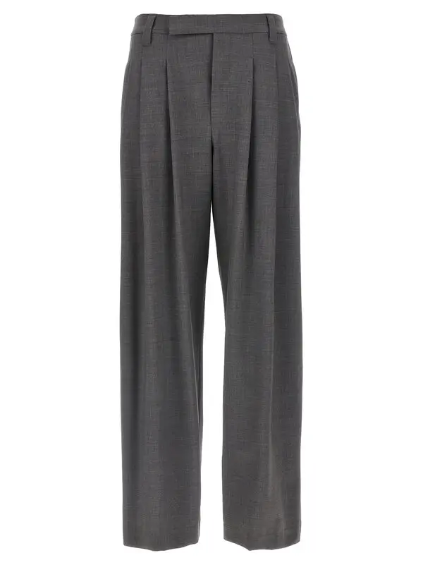 Brunello Cucinelli Tropical Luxury Wool Sartorial Baggy Pants - Gray