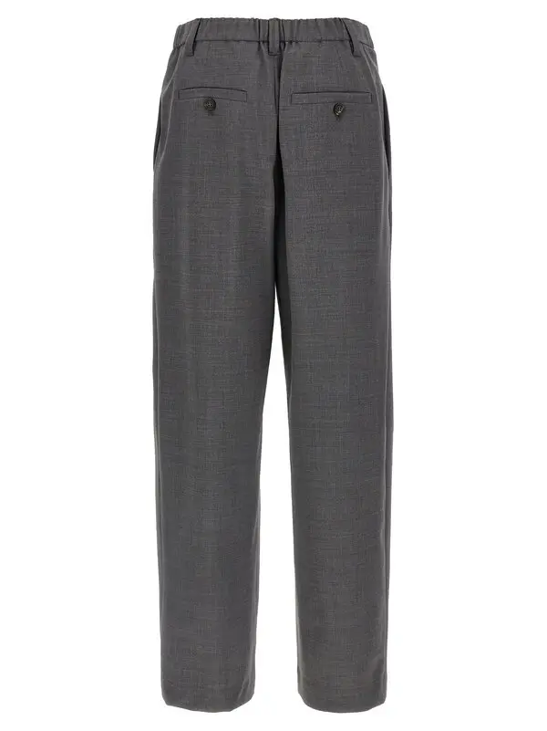 Brunello Cucinelli Tropical Luxury Wool Sartorial Baggy Pants - Gray