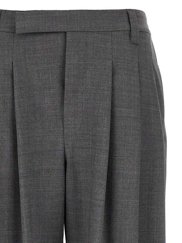 Brunello Cucinelli Tropical Luxury Wool Sartorial Baggy Pants - Gray