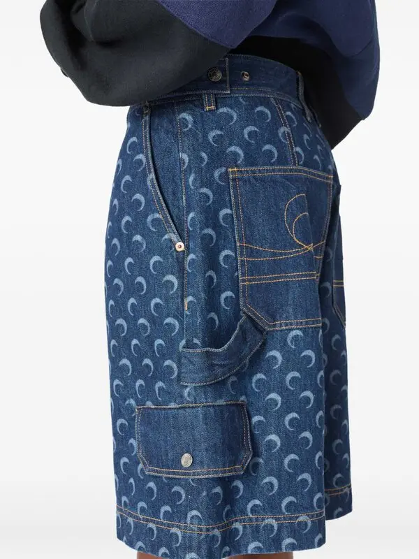MARINE SERRE All Over Moon Denim Bermuda Shorts - Multicolor