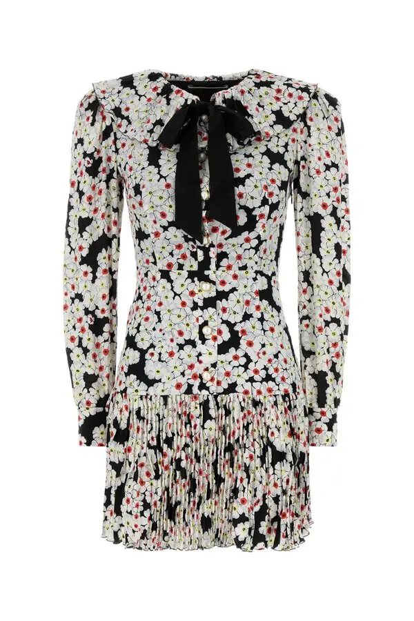 Alessandra Rich Printed Silk Mini Dress - Multicolor