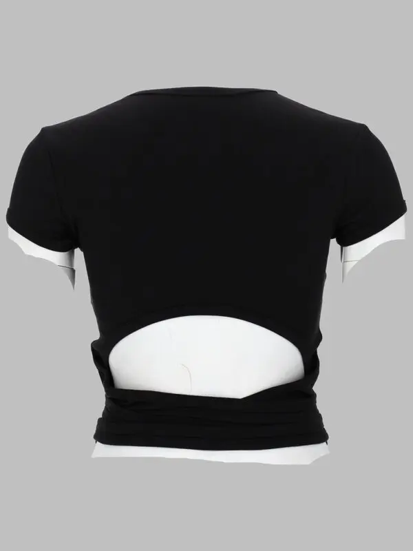 DIESEL® Ribbed T-shirt With Drawstring Detail - Black