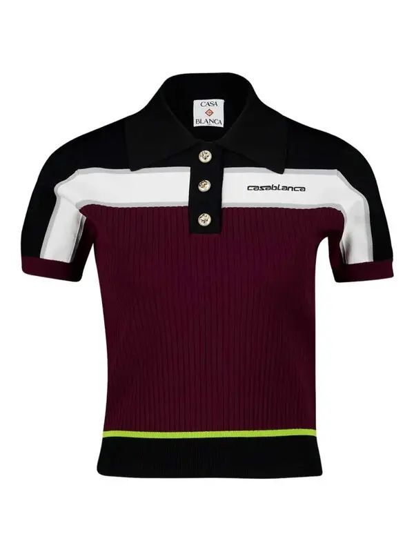 Casablanca Striped Ribbed Knit Polo Shirt - Multicolor