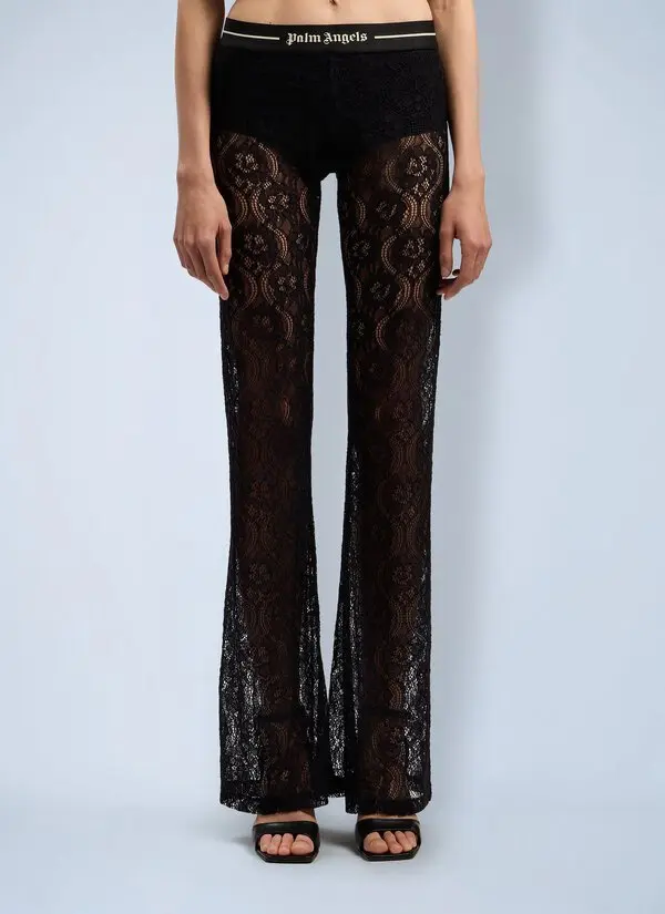 Palm Angels Classic Logo Lace Pants - Black