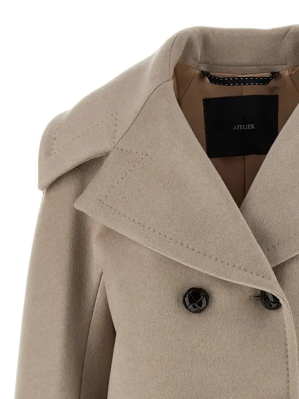Max Mara Mario" Double-breasted Cashmere Coat - Cream