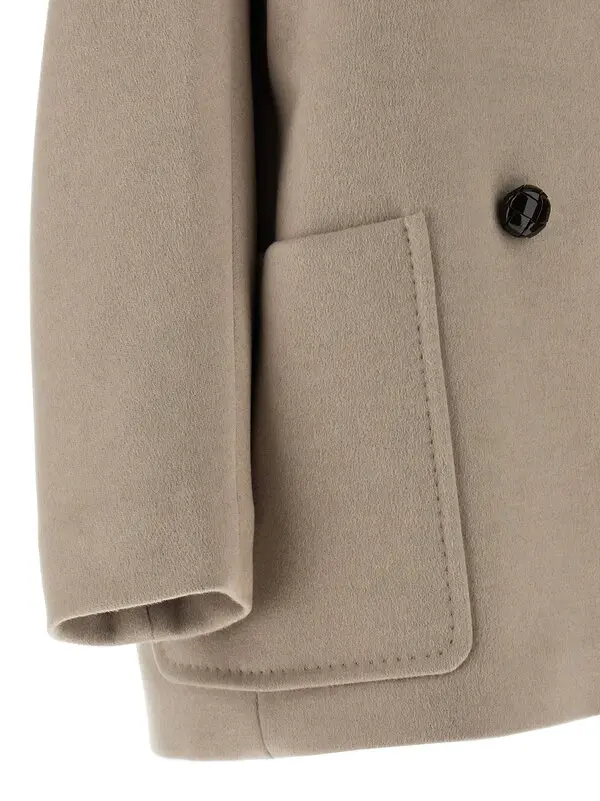 Max Mara Mario" Double-breasted Cashmere Coat - Cream