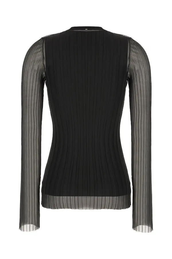 Sportmax Ribbed Sheer Sleeve Top - Multicolor