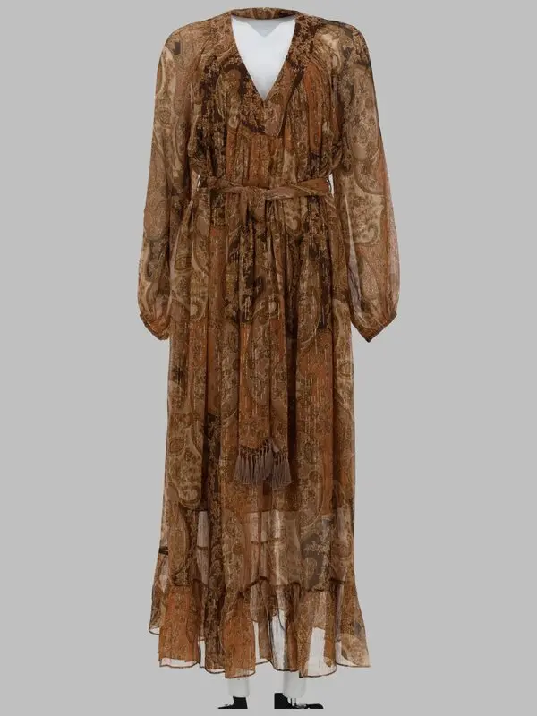 Zimmermann Paisley Print Belted Dress - Cream