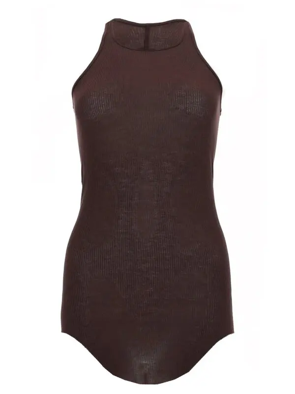 Rick Owens Ribbed Viscose And Silk Blend Halter Neck Top