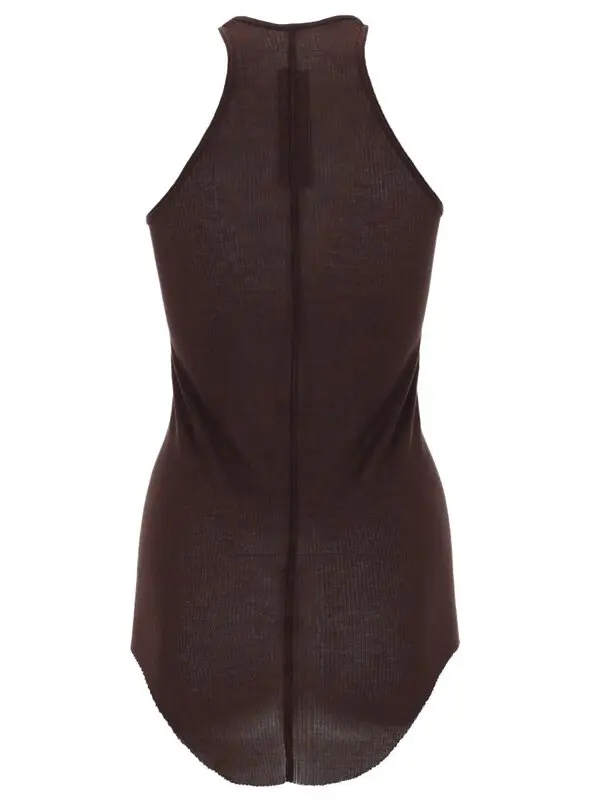 Rick Owens Ribbed Viscose And Silk Blend Halter Neck Top