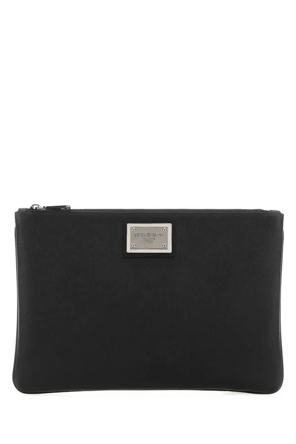 Dolce & Gabbana Leather And Nylon Pouch - Black