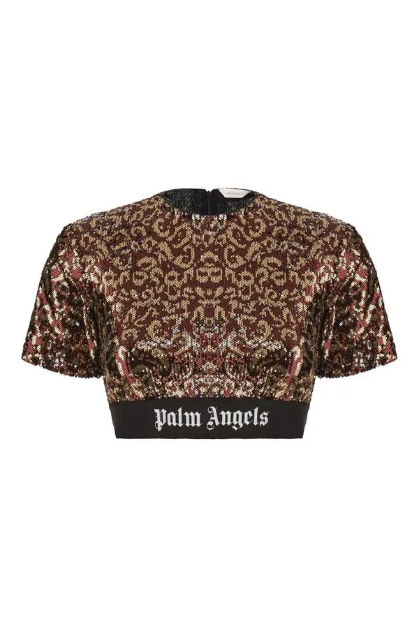 Palm Angels Sequin Cropped Top