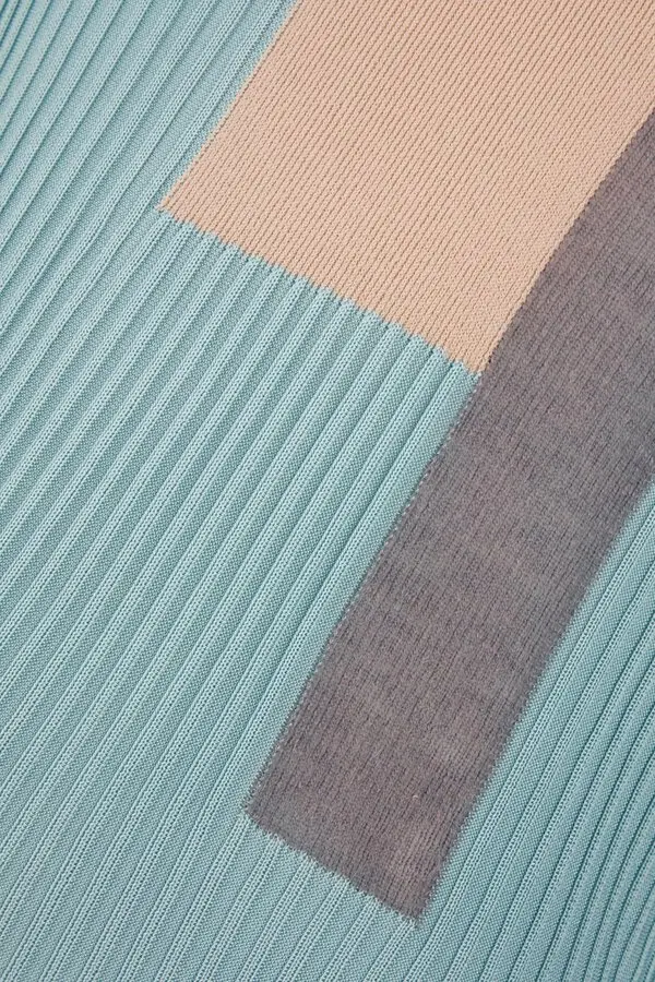 Fendi Ribbed Knit Top With Colorblock Detail