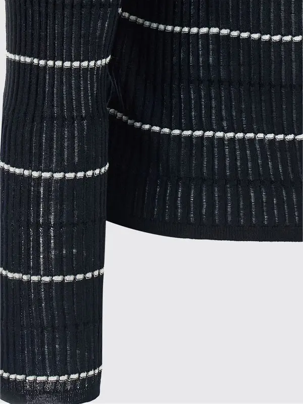 Max Mara Ribbed Knit Sweater With Striped Detail - Blue
