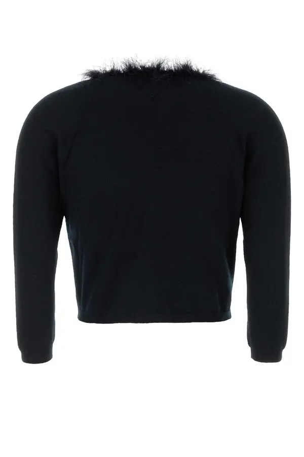 Prada Cashmere Cardigan With Feather Trim