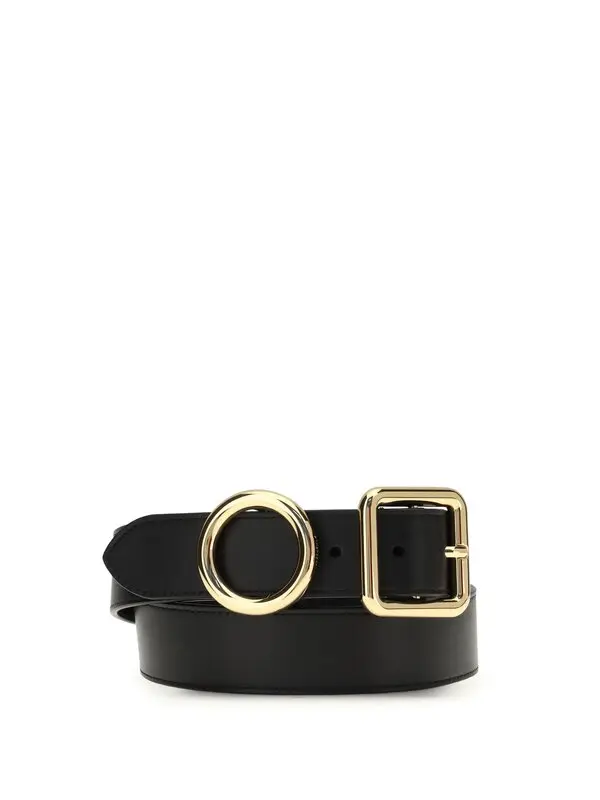 Jacquemus Leather Regalo Belt With Gold Tone Hardware - Black