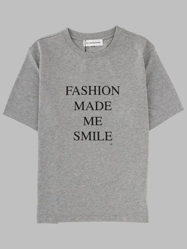 Victoria Beckham Organic Cotton Printed T-shirt - Gray
