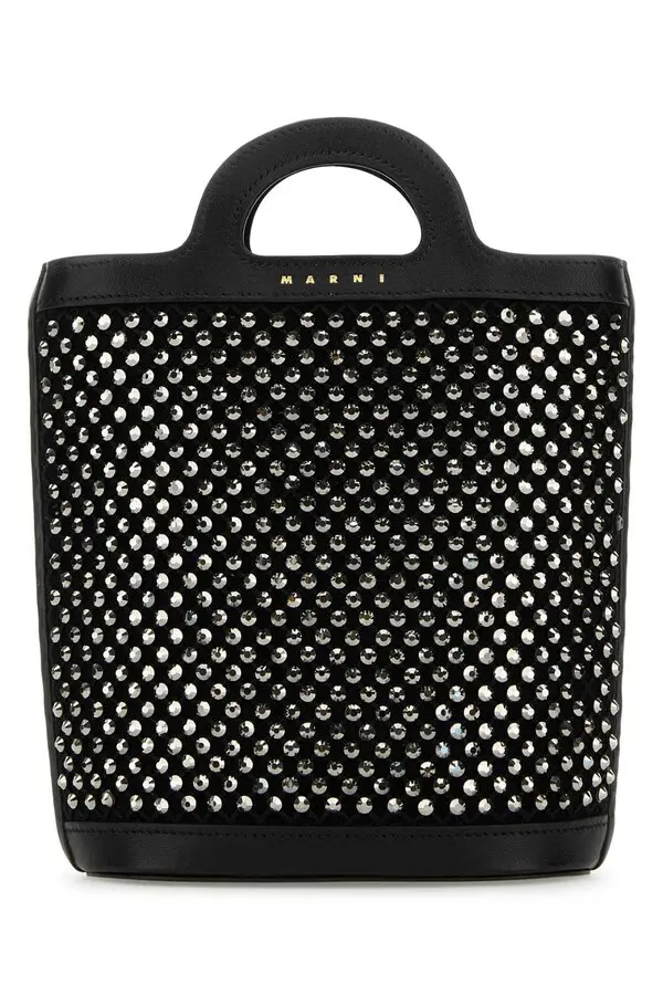 Marni Embellished Mesh Tropicalia Handbag - Black