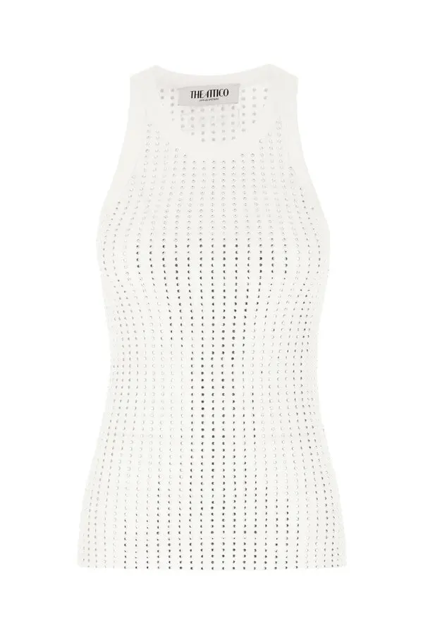 Attico Ribbed Embellished Tank Top - Multicolor