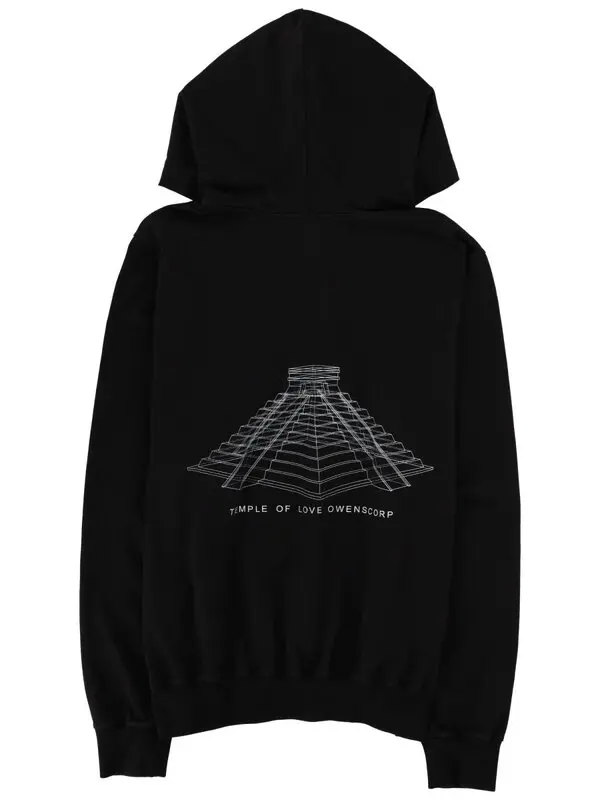 Rick Owens Oversized Printed Cotton Hoodie - Black