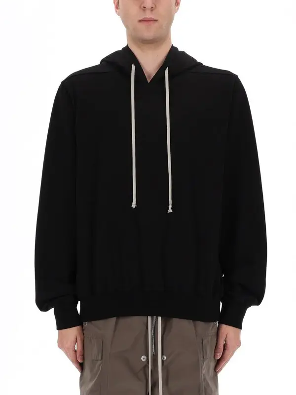 Rick Owens Oversized Printed Cotton Hoodie - Black