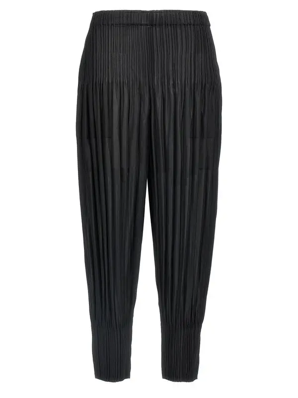 Issey Miyake Fluffy Basics Pleated Cropped Pants - Black