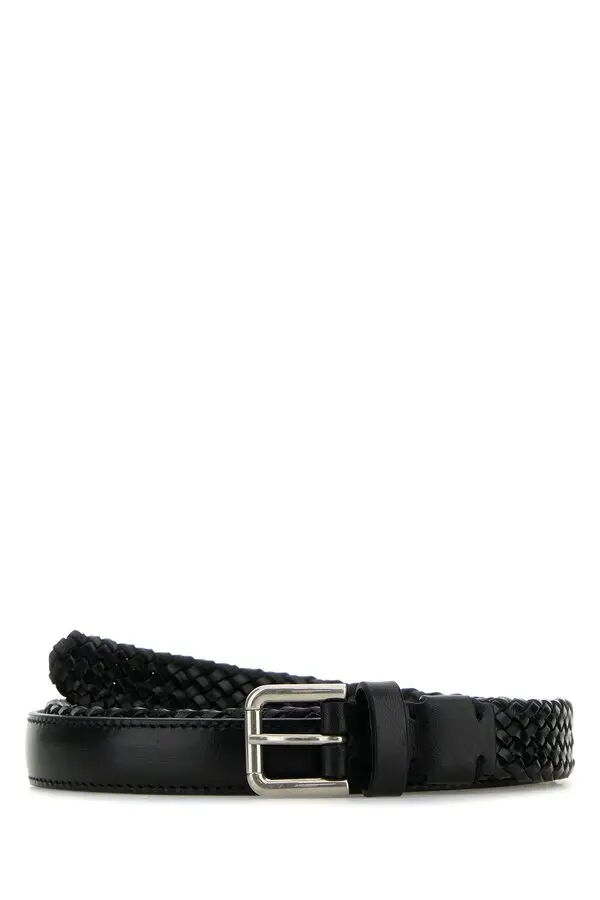 Dolce & Gabbana Leather Woven Belt - Black