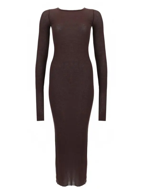 Rick Owens Long-sleeved Midi Dress - Brown