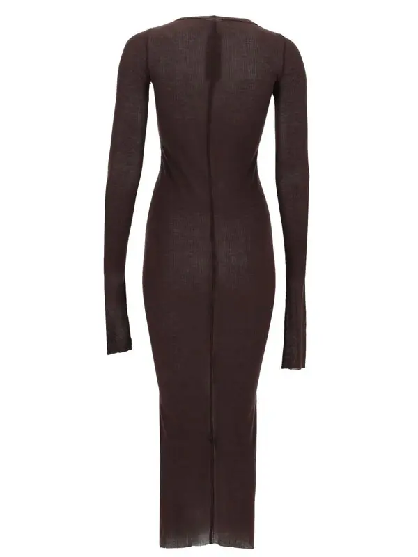 Rick Owens Long-sleeved Midi Dress - Brown