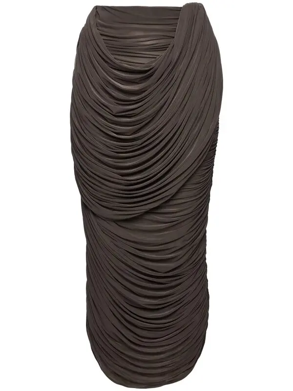 Magda Butrym Cupro Midi Skirt - Brown