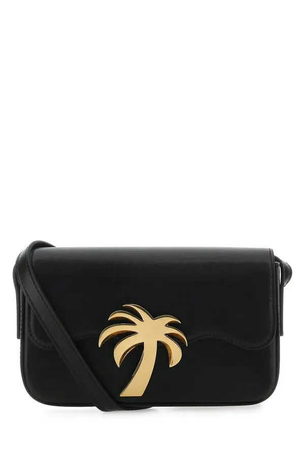 Palm Angels Gold Tone Palm Tree Logo Flap Shoulder Bag - Multicolor