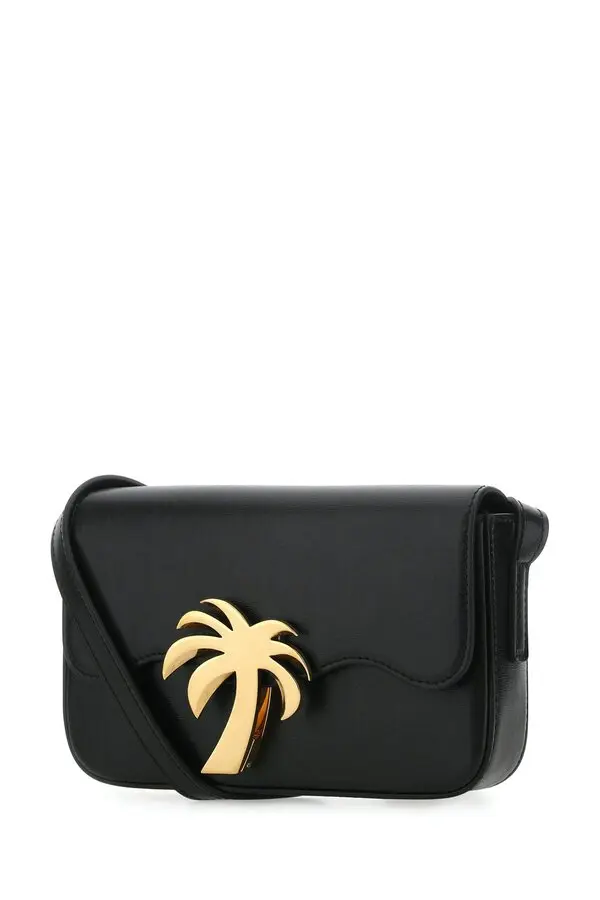 Palm Angels Gold Tone Palm Tree Logo Flap Shoulder Bag - Multicolor