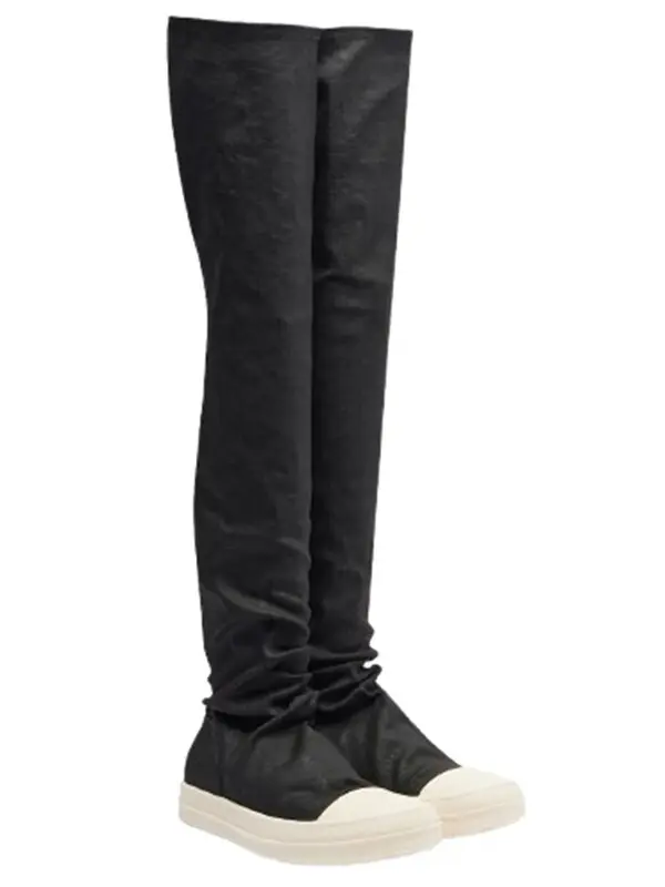 Rick Owens High Sock Denim Boots - Black