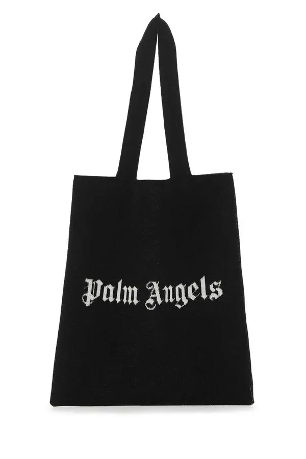 Palm Angels Wool Blend Shopping Bag - Black