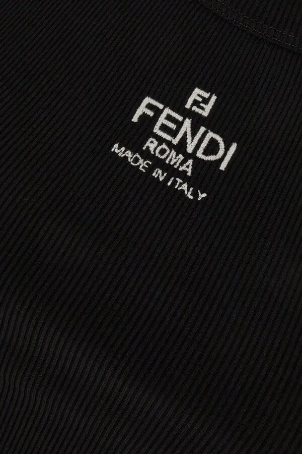 Fendi Ribbed Tank Top With Logo Detail - Multicolor